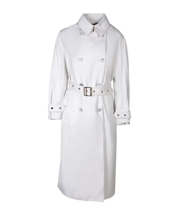 MOORER Thelma Belted Trench Coat - White