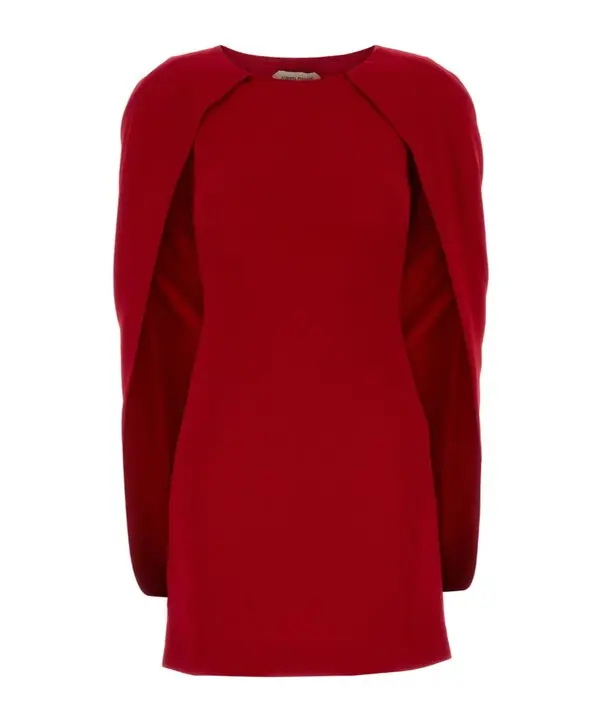 Alberta Ferretti Stretch Cape Mini Dress - Red