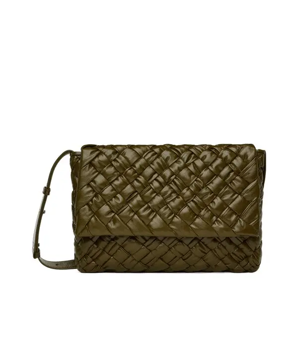 Bottega Veneta Rumple Logo Crossbody Bag - Olive Oil/silver