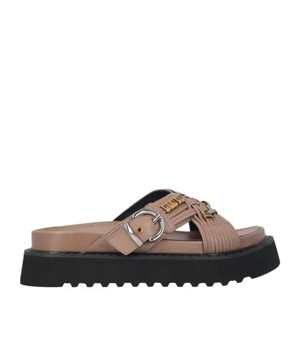Pinko Buckled Leather Sandals - Black