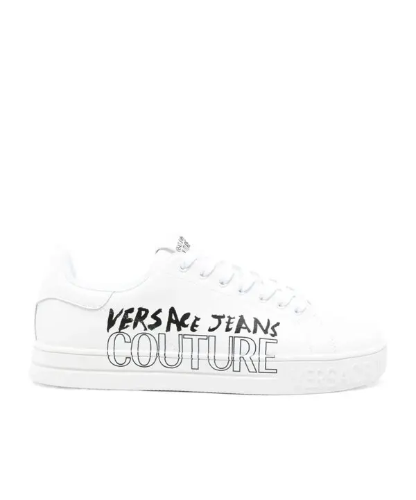 Versace Logo Print Lace-up Sneakers - White