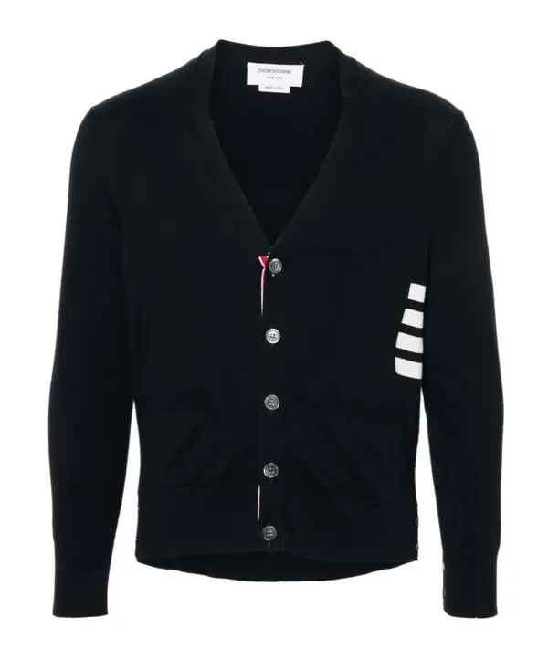 Thom Browne 4-bar V-neck Cardigan - Navy Blue