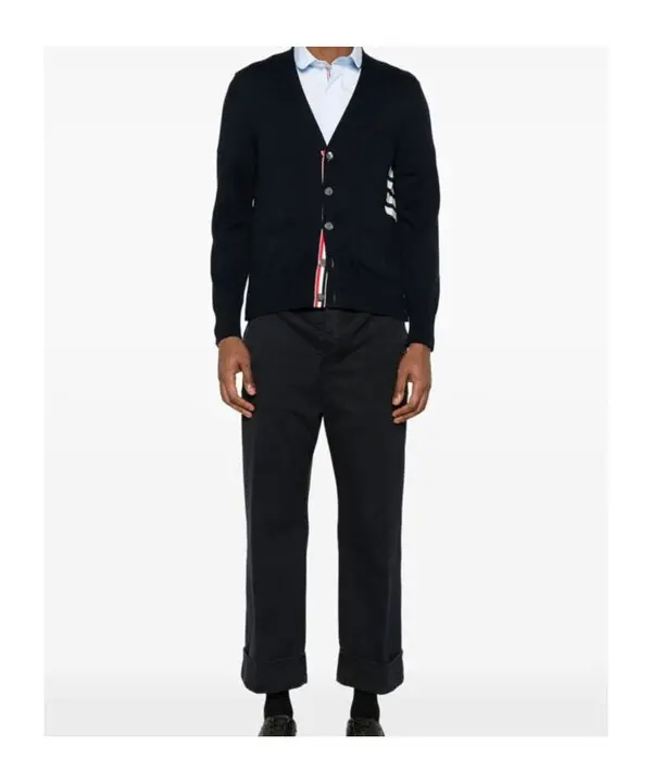Thom Browne 4-bar V-neck Cardigan - Navy Blue