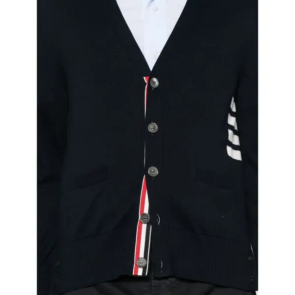 Thom Browne 4-bar V-neck Cardigan - Navy Blue