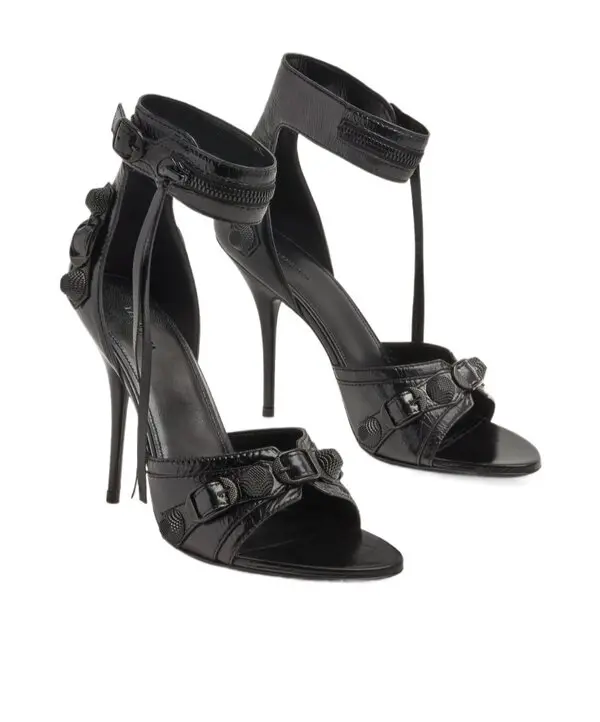 Balenciaga Cagole Stiletto Heeled Sandals - Black