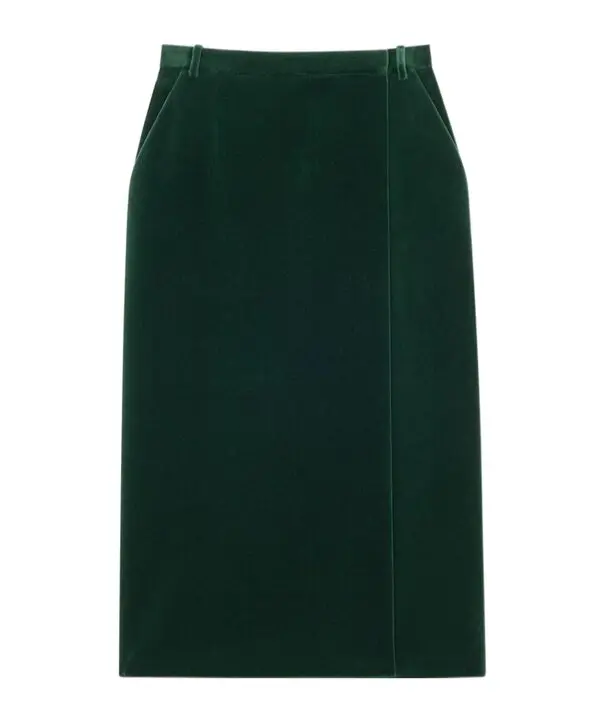 Saint Laurent Velvet Wrap Midi Skirt