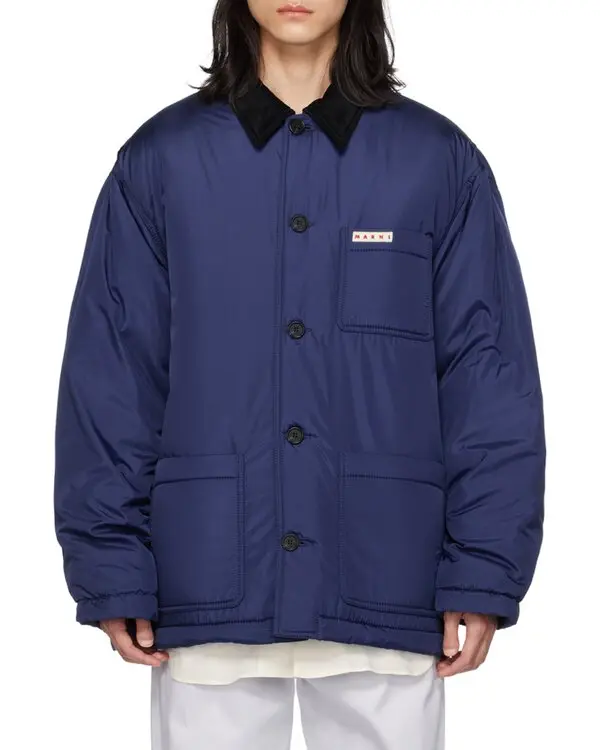 Marni Contrasting Collar Buttoned Overshirt Jacket