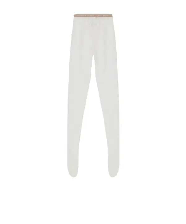 Valentino Garavani Lace Detailed Tights With Logo Waistband - Ivory