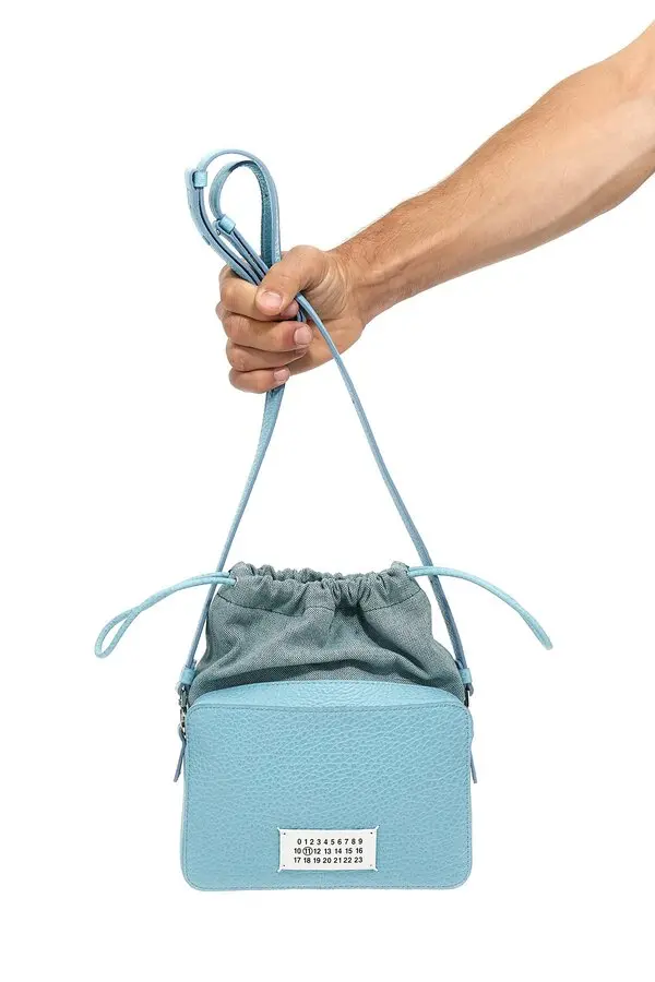 MAISON MARGIELA Panelled Drawstring Shoulder Bag - Blue