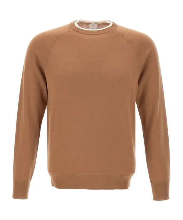 Eleventy Platinum Ribbed Crew Neck Sweater - Brown