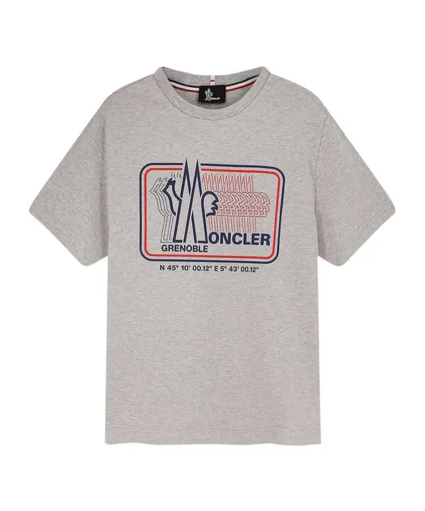 Moncler Logo Printed Crewneck T-shirt - Grey