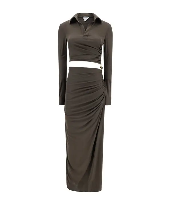 Bottega Veneta Cut-out Waist Maxi Dress - Olive