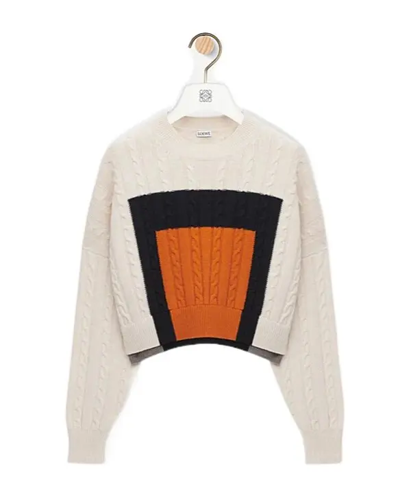 Loewe Anagram Patch Cropped Jumper - Light Light Ash/ginger Orange
