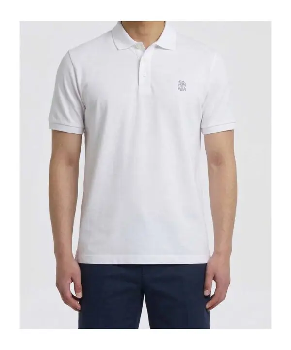 Brunello Cucinelli Logo Embroidered Short-sleeved Polo Shirt - White