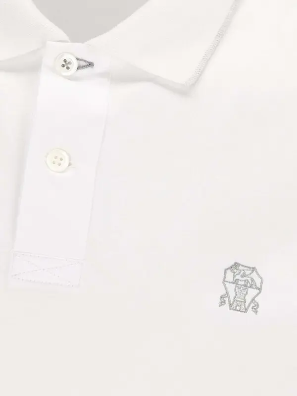 Brunello Cucinelli Logo Embroidered Short-sleeved Polo Shirt - White