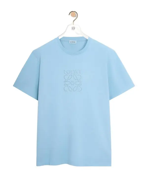 Loewe Anagram-embroidered Crew Neck T-shirt - Light Blue