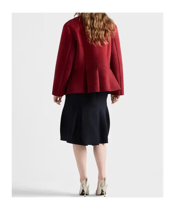 Prada Bonded Suede Jacket With Scarf - Ruby Red