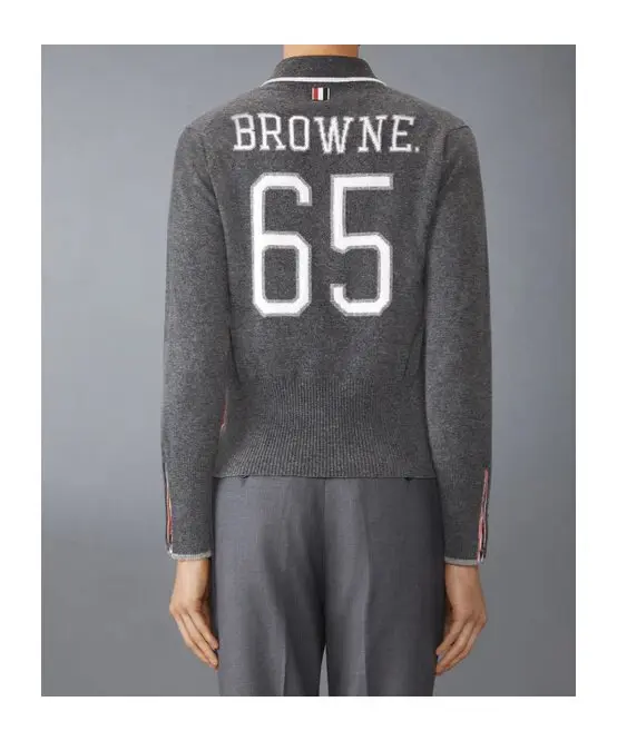 Thom Browne 65 Jersey Intarsia Long Sleeve Polo Shirt