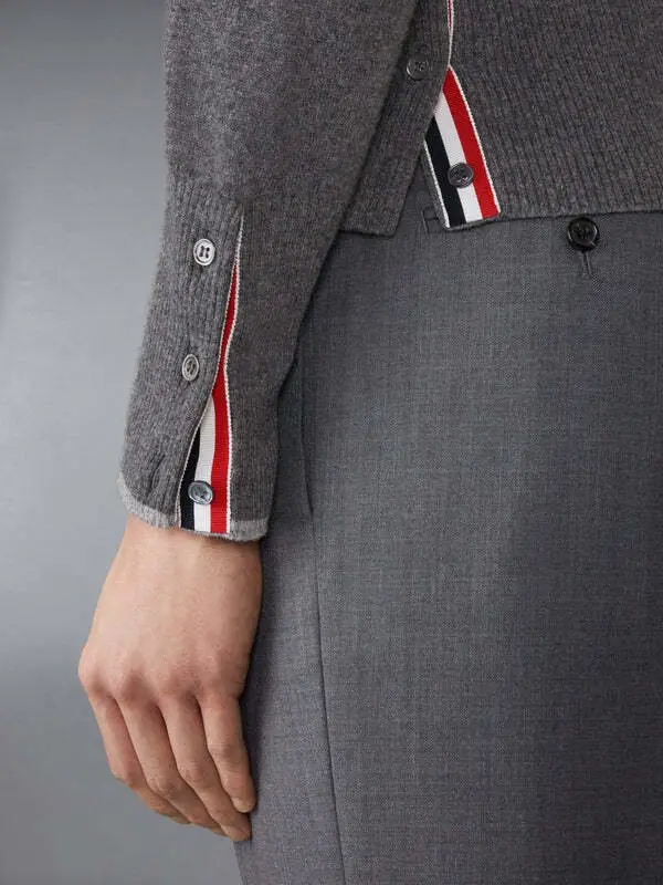 Thom Browne 65 Jersey Intarsia Long Sleeve Polo Shirt