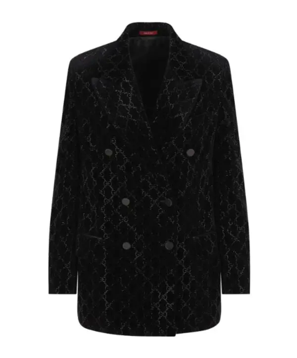 Gucci Gg Embellished Double-breasted Velvet Blazer - Black