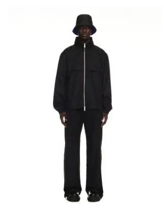 Off-White Long Sleeve Zipper Windbreaker Jacket With Logo Detail - Black