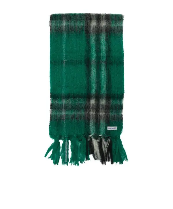 Burberry Checked Fringe Detailed Scarf - Leaf