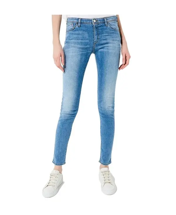 Emporio Armani Logo Detail Slim Fit Jeans - Blue