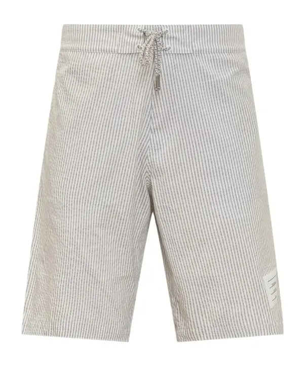 Thom Browne Striped Drawstring Swimming Shorts - Medium Gray