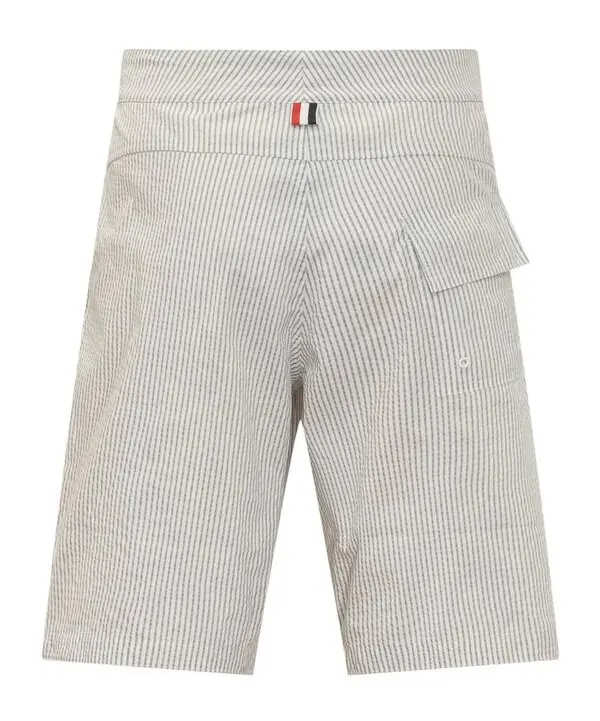 Thom Browne Striped Drawstring Swimming Shorts - Medium Gray