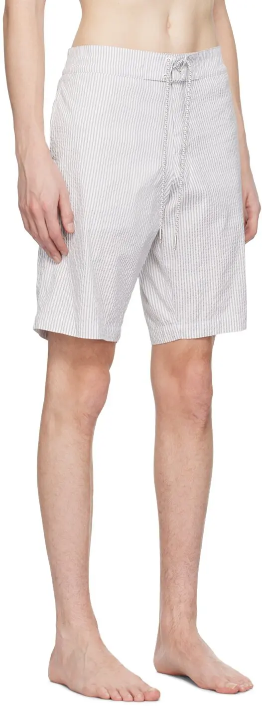 Thom Browne Striped Drawstring Swimming Shorts - Medium Gray