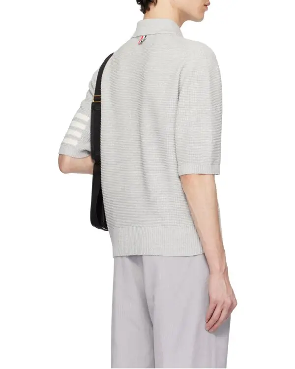 Thom Browne 4-bar Knitted Polo Shirt