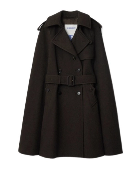Burberry Double-breasted Belted Trench Cape - Brown