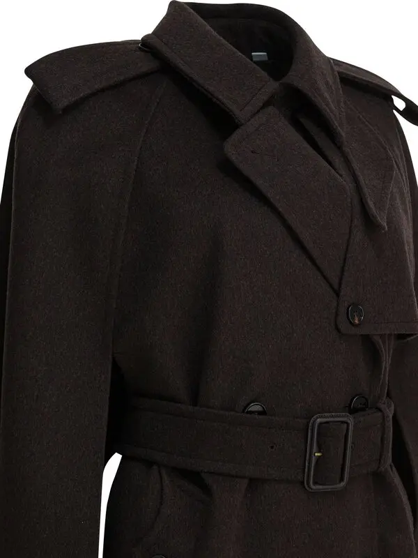Burberry Double-breasted Belted Trench Cape - Brown
