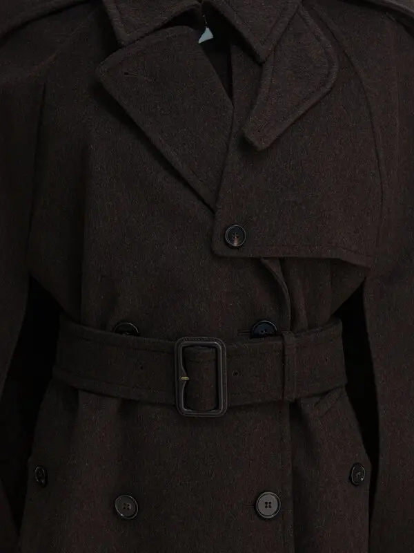 Burberry Double-breasted Belted Trench Cape - Brown