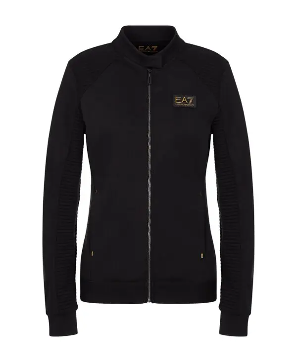 EA7 Logo Stand Collar Zip-up Coat