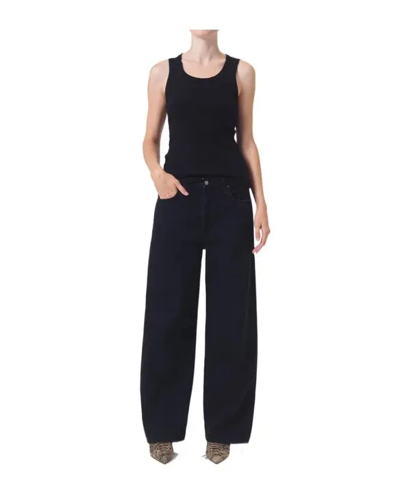 AGOLDE Poppy Sleeveless Ribbed Tank Top - Black