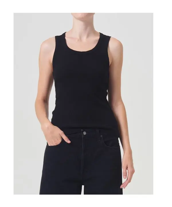 AGOLDE Poppy Sleeveless Ribbed Tank Top - Black
