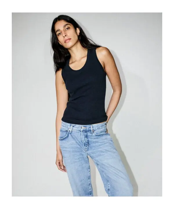 AGOLDE Poppy Sleeveless Ribbed Tank Top - Black