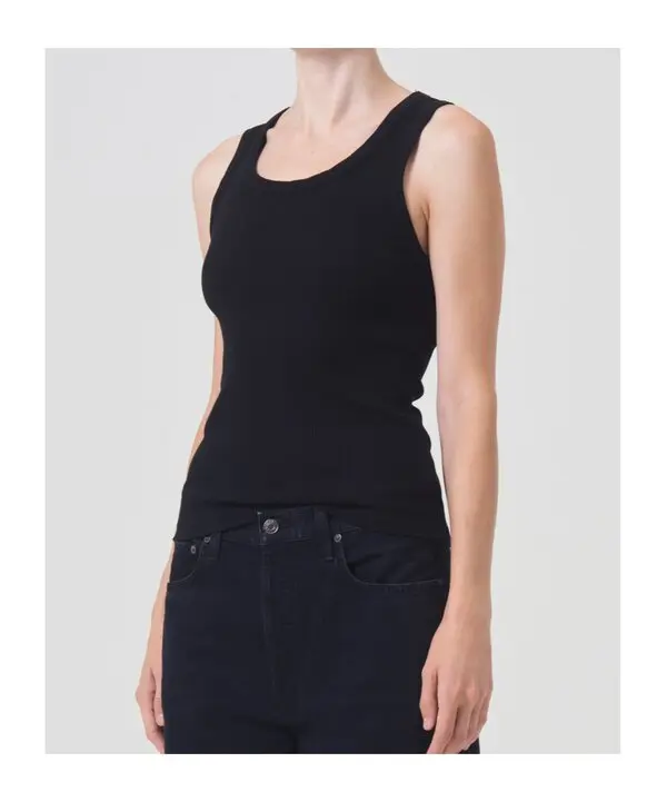 AGOLDE Poppy Sleeveless Ribbed Tank Top - Black