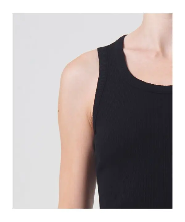 AGOLDE Poppy Sleeveless Ribbed Tank Top - Black