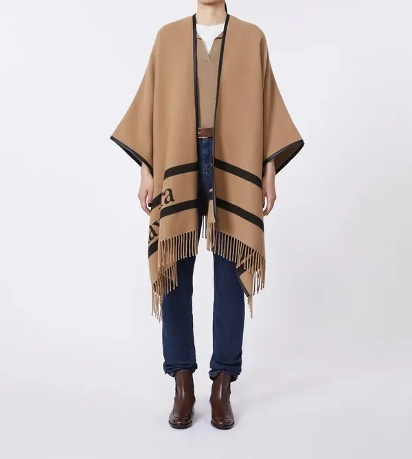 Max Mara Aris Fringed Edge Cape - Camel