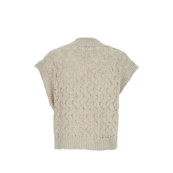 Brunello Cucinelli V-neck Cable Knit Vest - Nude
