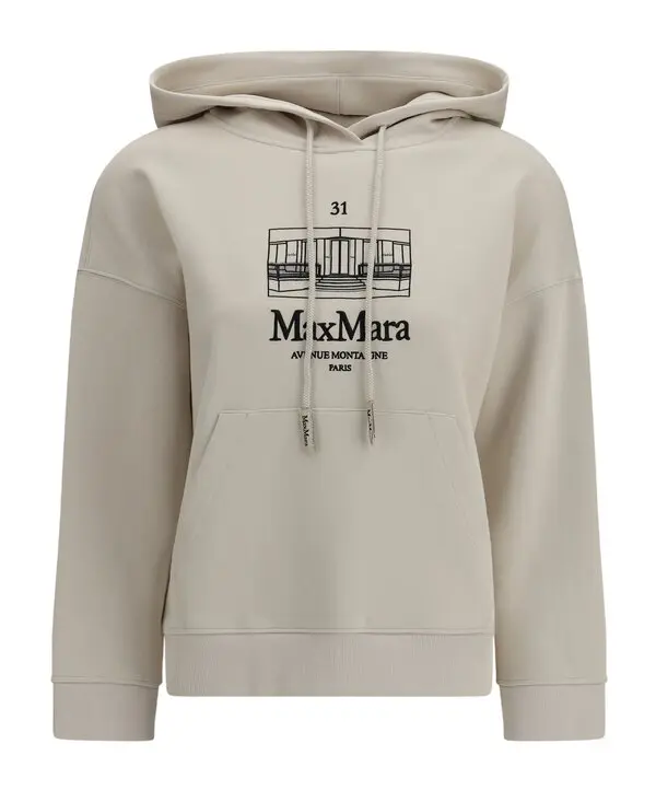 Max Mara Andrea Logo Embroidered Drawstring Hoodie - Nude