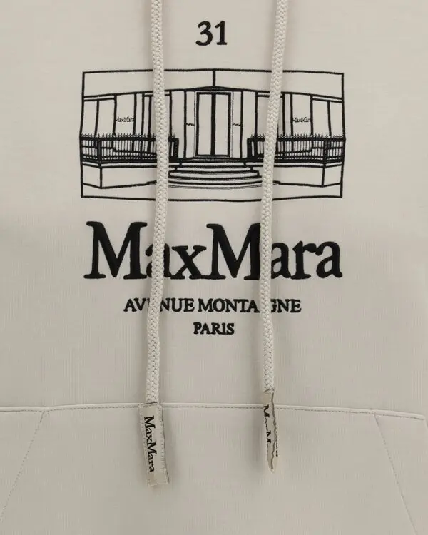 Max Mara Andrea Logo Embroidered Drawstring Hoodie - Nude
