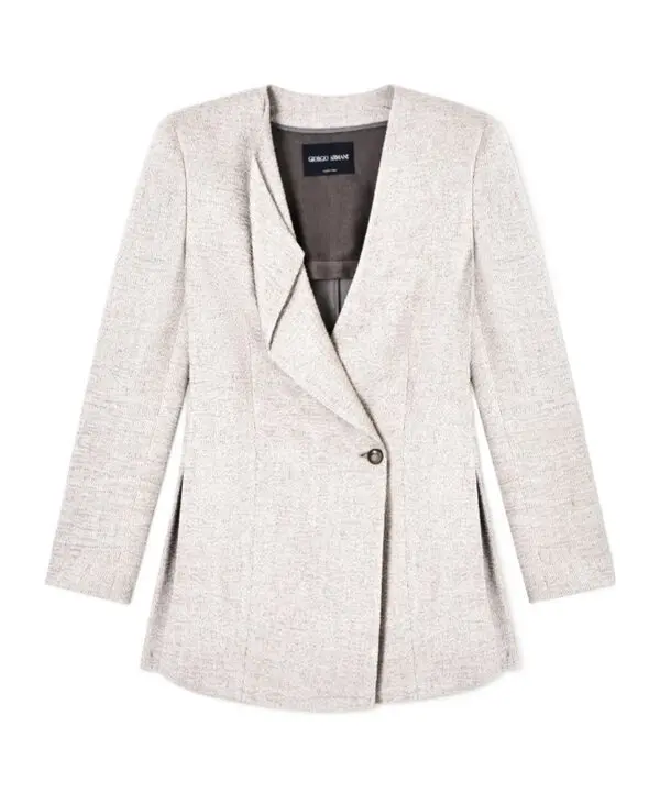 Giorgio Armani Single-breasted Jacket In Linen, Viscose, And Silk Crêpe - Grey