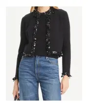 Tory Burch Embellished Fine Knit Cardigan With Sequins And Jewelry Belt Detailing