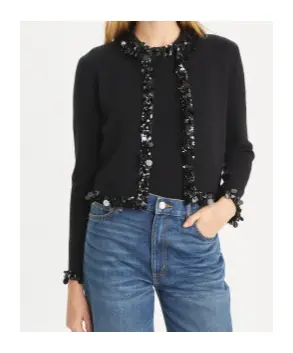 Tory Burch Embellished Fine Knit Cardigan With Sequins And Jewelry Belt Detailing
