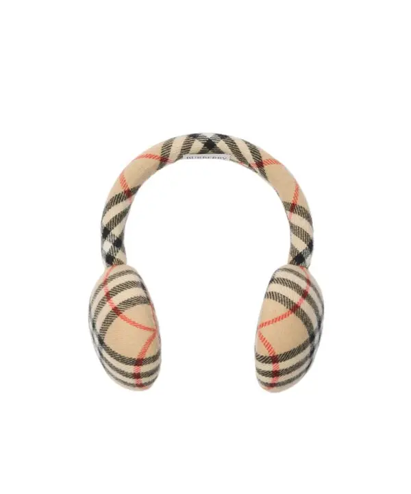 Burberry Check Patterned Earmuffs - Sand Beige