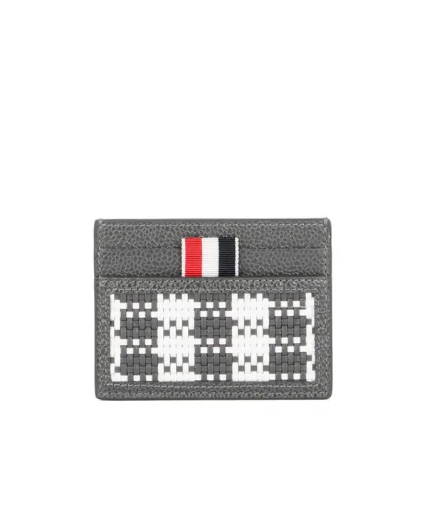 Thom Browne Logo Patch Woven Cardholder - Gray