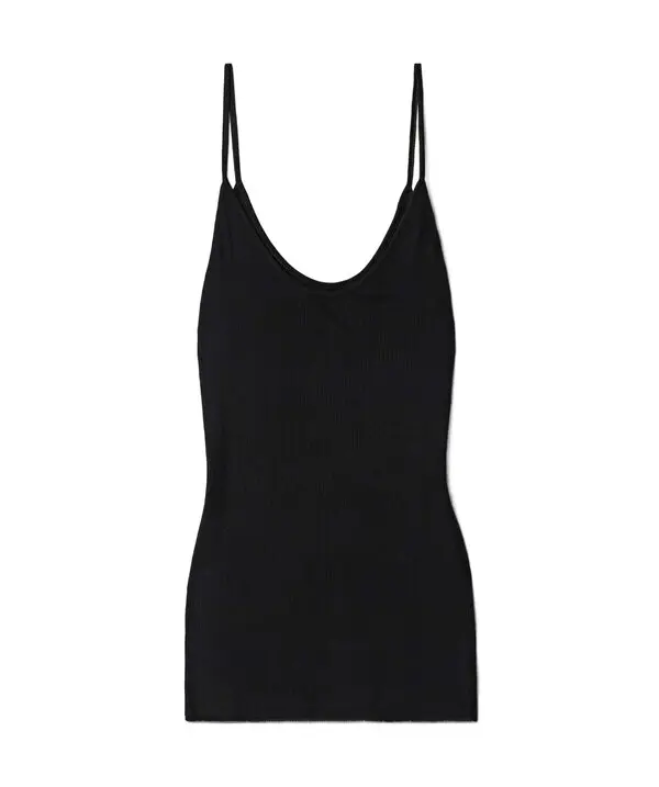 Khaite Fine-ribbed Scoop Neck Tank Top - Black